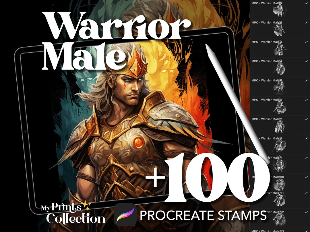 100+ Procreate Warrior Male Stamps, Fantasy Creatures DND Magical ...
