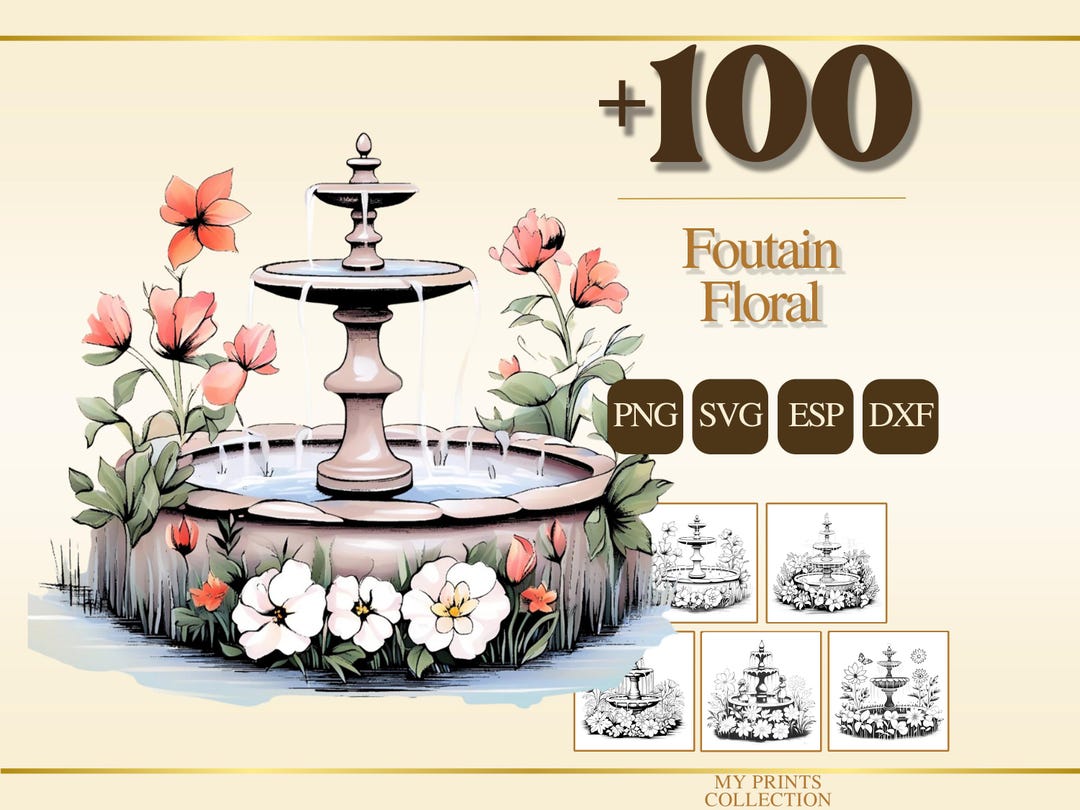 Fountain Floral PNG Bundle – 100+ Cricut & Silhouette Files, SVG, DXF ...