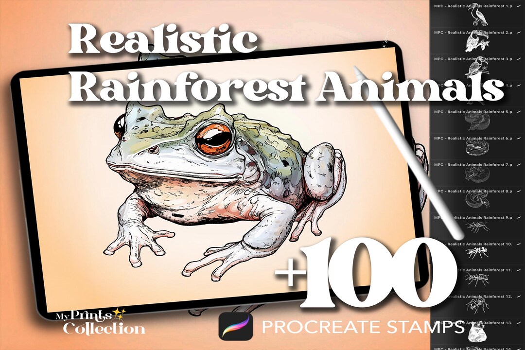 100+ Procreate Rainforest Realistic Animal Stamps Bundle, Reptile ...
