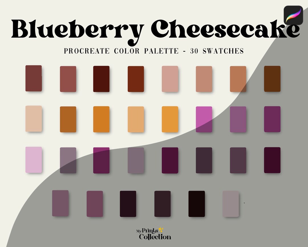 Blueberry Cheesecake Procreate Color Palette Swatches, Digital Color ...