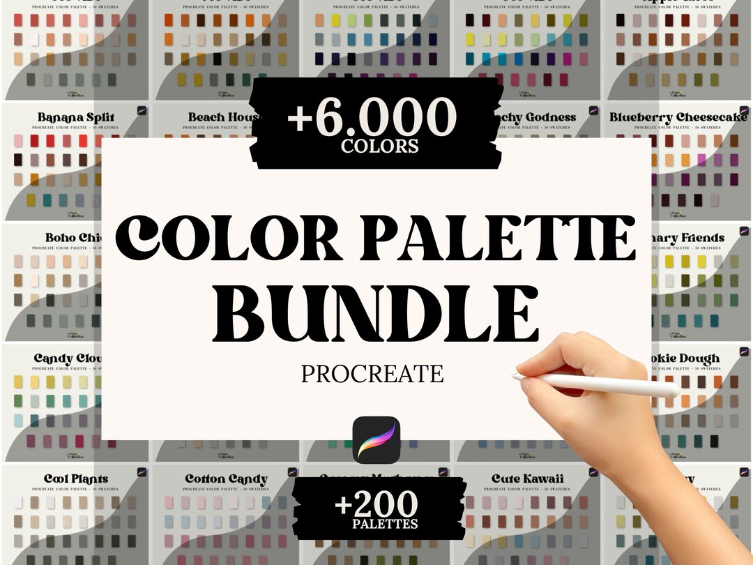 200+ Color Palette Procreate Bundle, +6000 Colors, Neutral, Boho, Retro ...