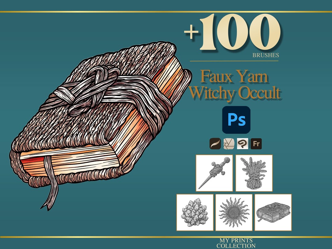 Faux Yarn Witchy Occult Photoshop Brushes & Procreate Stamps – 100 ...