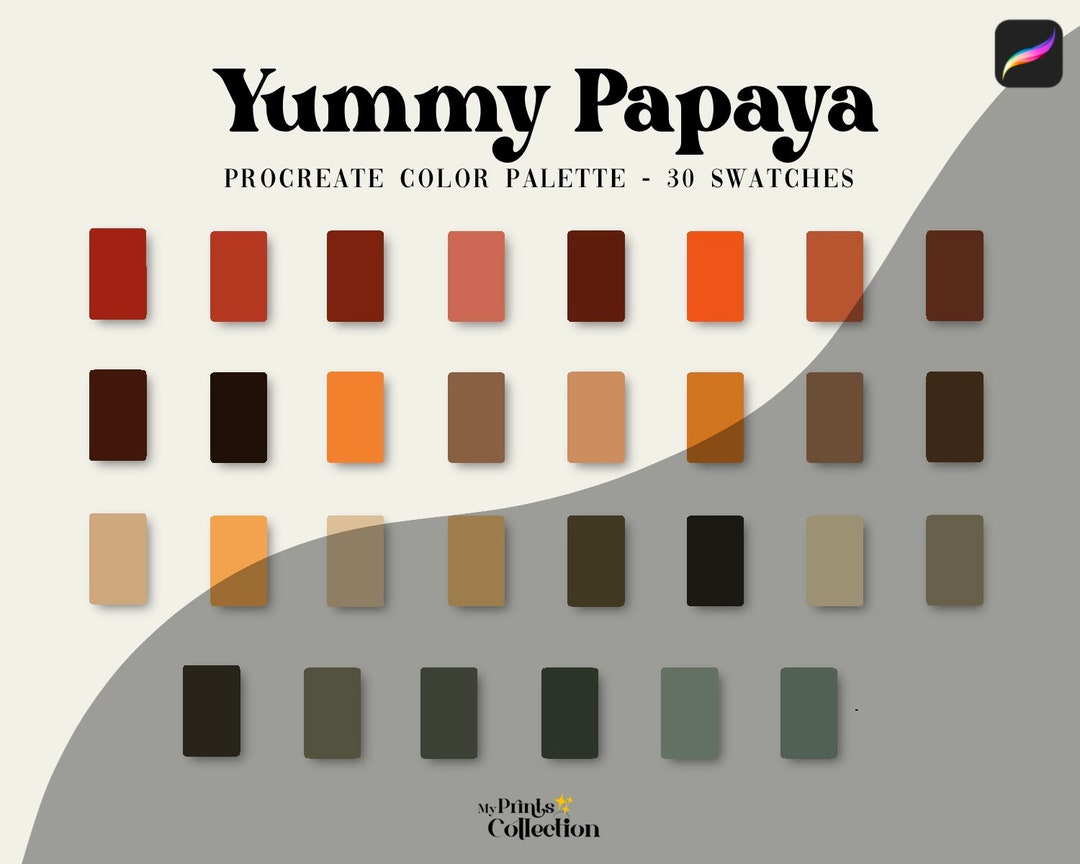 Yummy Papaya Procreate Color Palette Swatches, Digital Color Download ...
