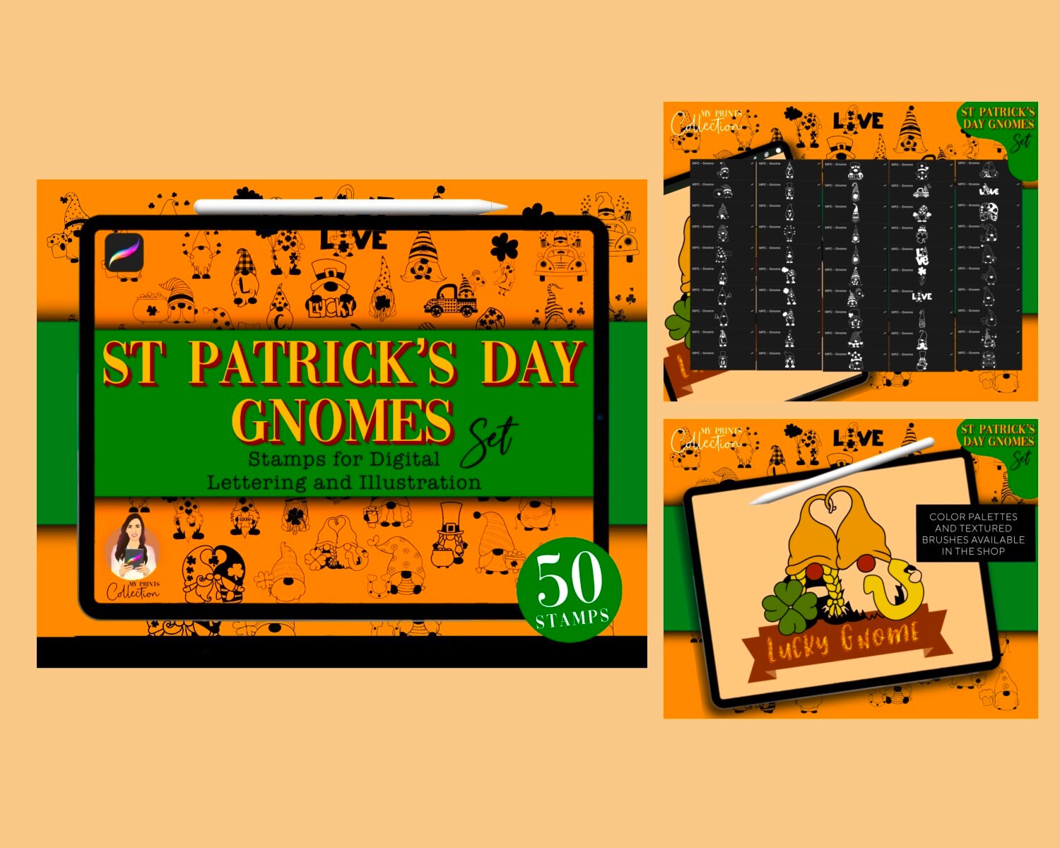 306 Gnomes Procreate Stamps Bundle, Summer Beach Gnome, Halloween Gnome ...
