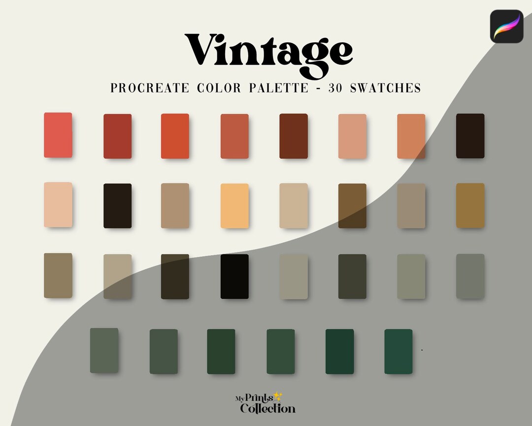 Vintage Procreate Color Palette Swatches Digital Color Download