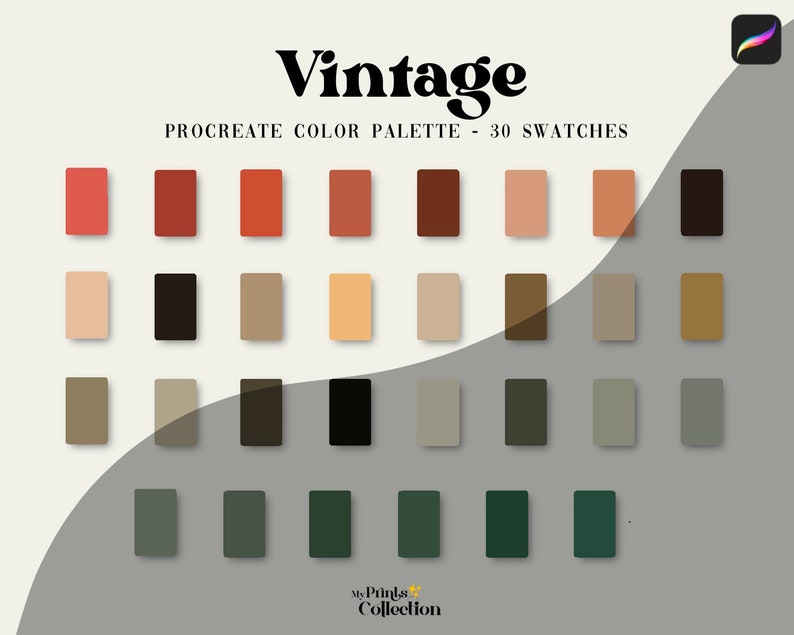 Vintage Procreate Color Palette Swatches Digital Color Etsy