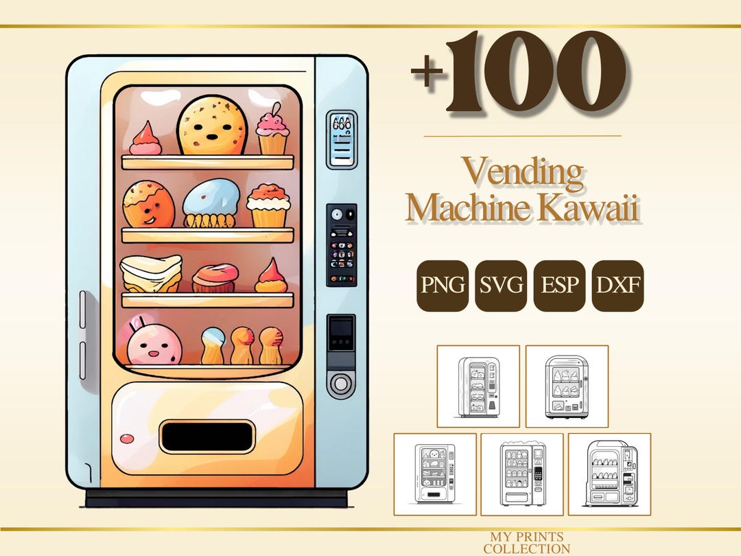 Vending Machine Kawaii PNG Bundle – 100+ Cricut & Silhouette Files, SVG, DXF, Eps – Chibi Bold ...
