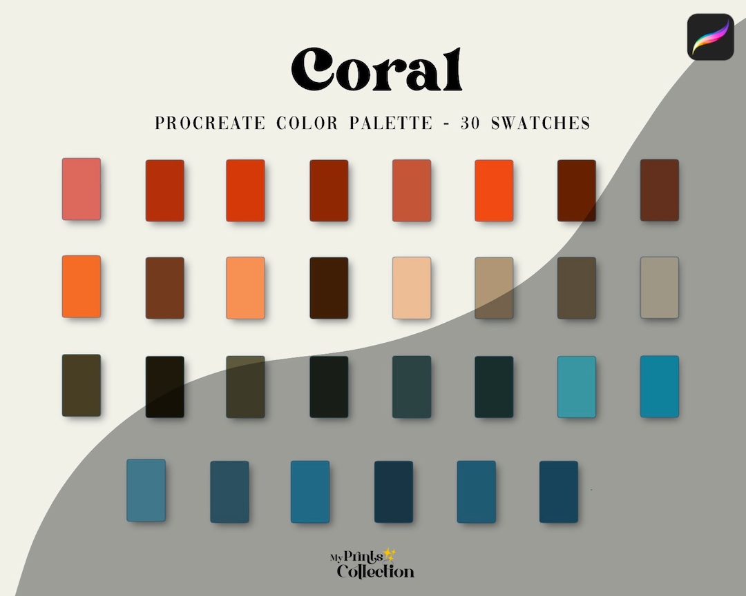 Coral Procreate Color Palette Swatches, Digital Color Download ...