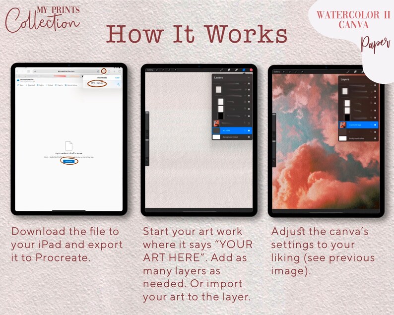Procreate Watercolor II Paper Canva Realistic Paper Texture - Etsy