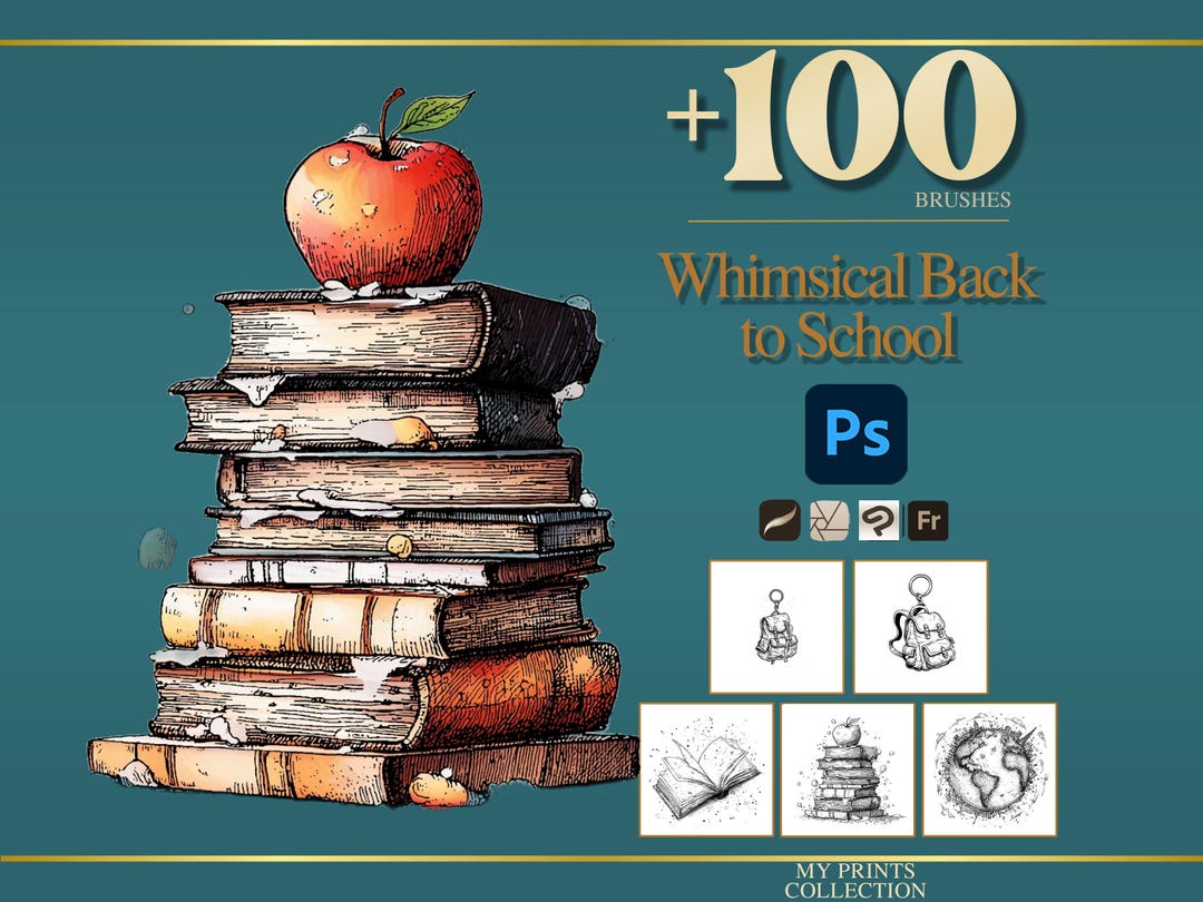 Whimsical Back to School Photoshop Brushes & Procreate Stamps – 100 ...