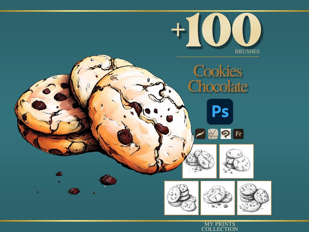 Cookies Chocolate Photoshop Brushes & Procreate Stamps – 100+ Food ...