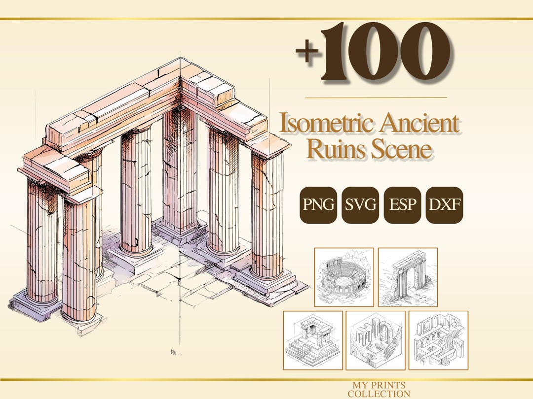 Isometric Ancient Ruins Scene PNG Bundle – 100+ Cricut & Silhouette ...