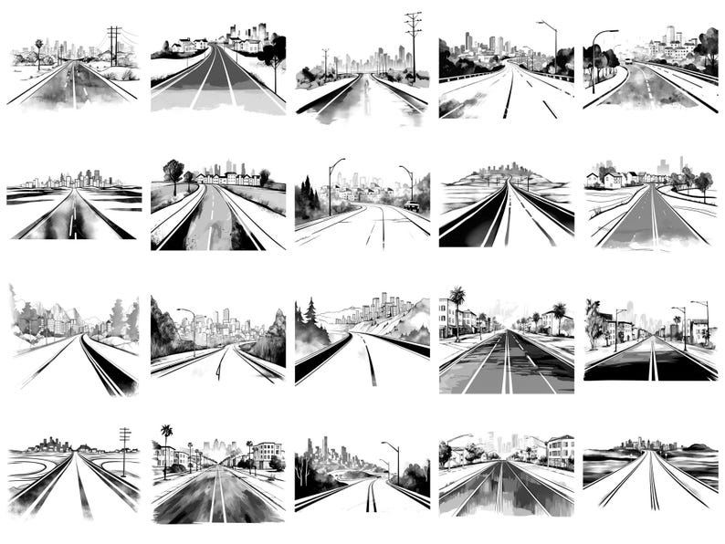 Road Street Highway Photoshop Brushes & Procreate Stamps – 100+ Place ...
