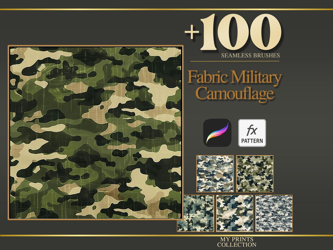 Military Camouflage Fabric Procreate Texture Brush & Photoshop PAT ...