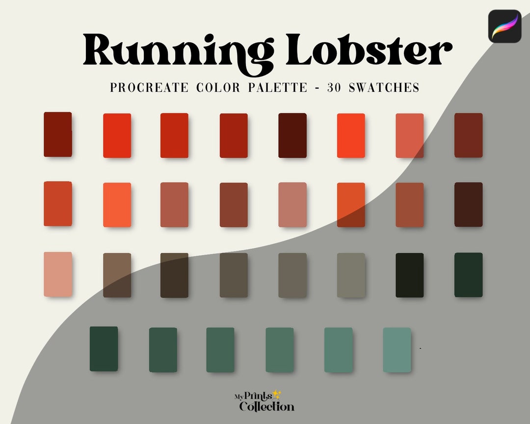 Running Lobster Procreate Color Palette Swatch Digital Color Download ...