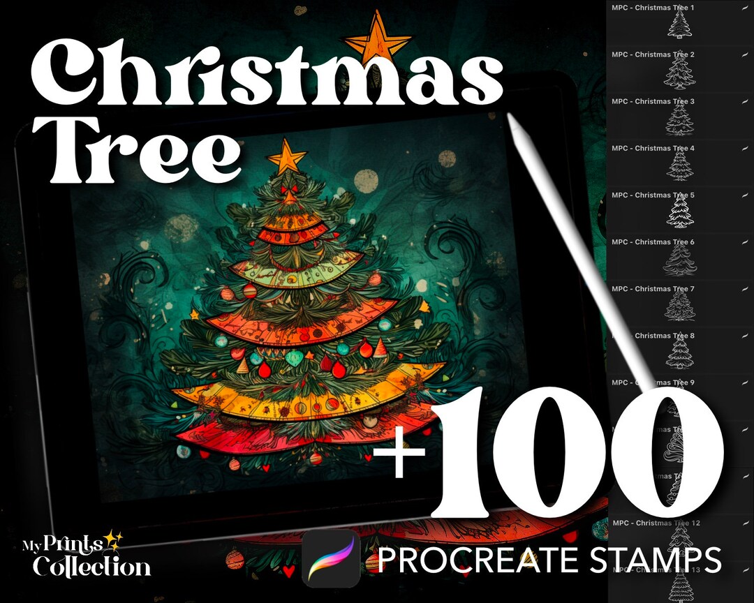 100+ Procreate Christmas Tree Stamps, Trees Nature Foliage Pine Xmas ...