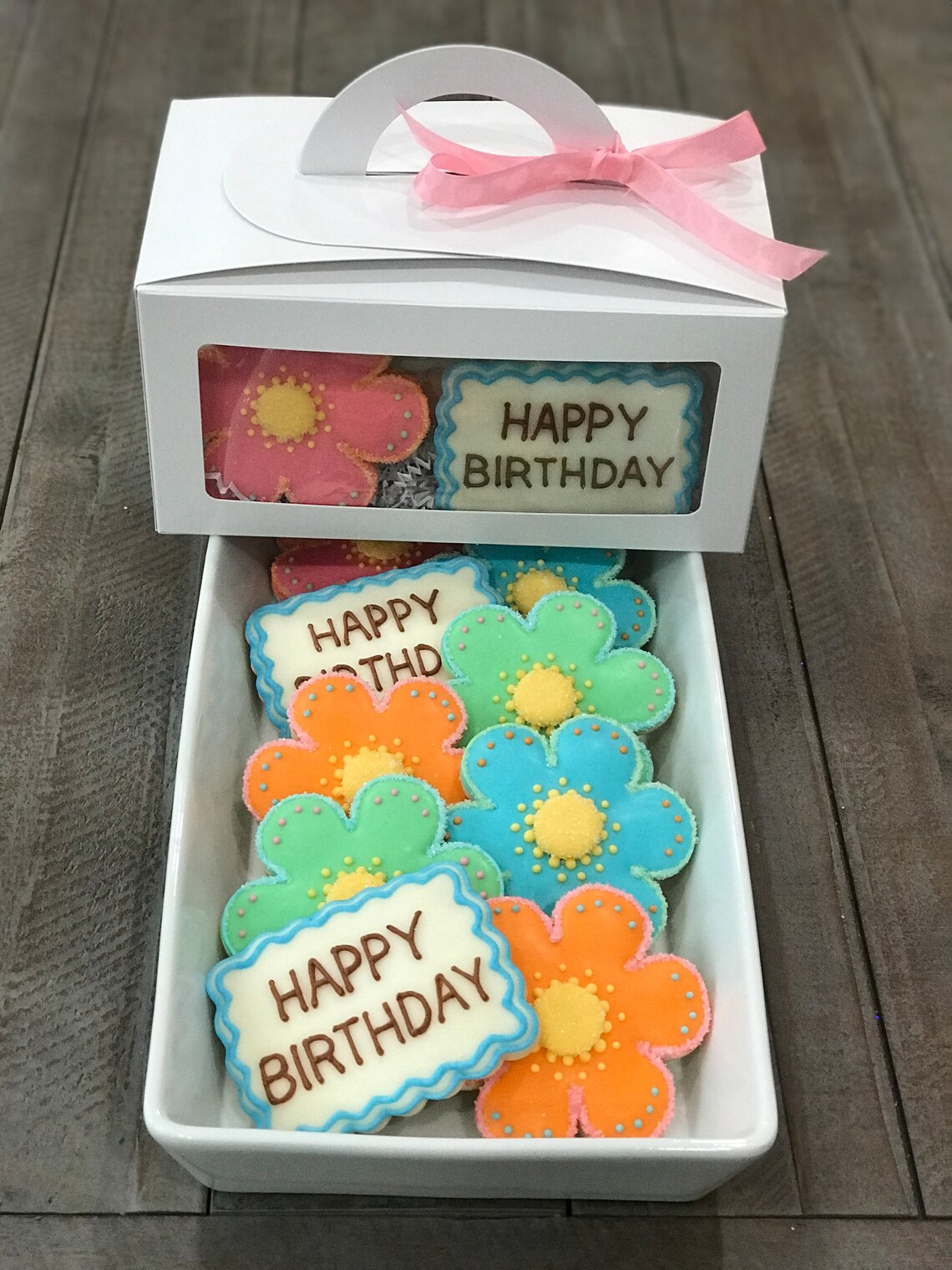 Custom Cookie Box Birthday Flowers - Etsy