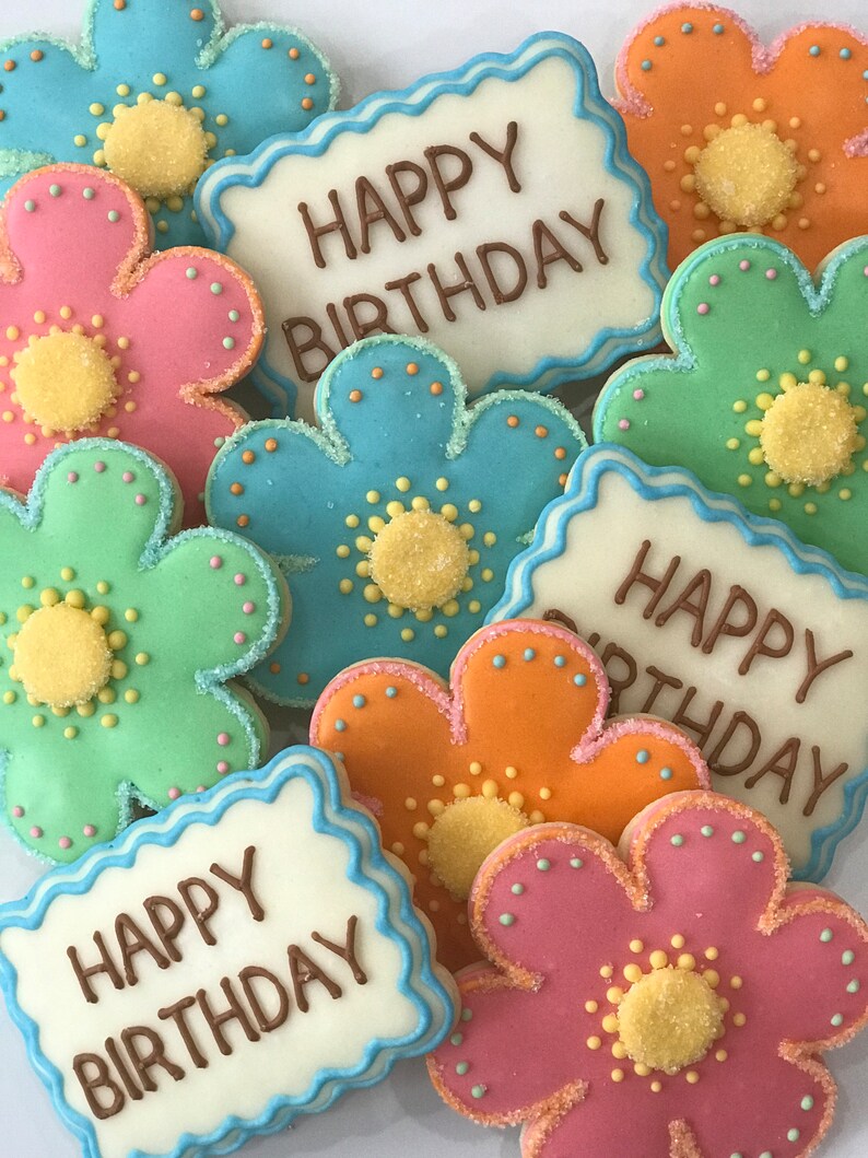 Custom Cookie Box Birthday Flowers - Etsy
