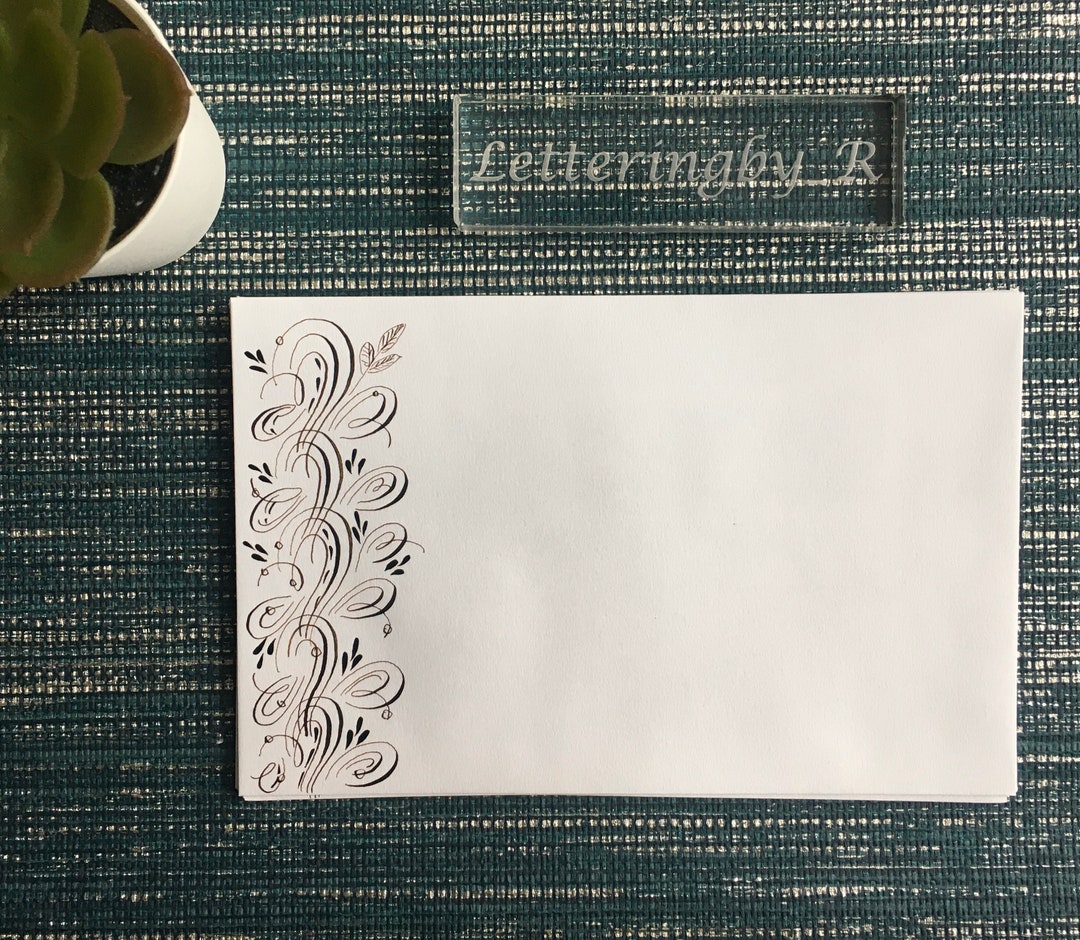 Flourished Money Envelope. Money Envelope. Calligraphy Envelope, Ink ...