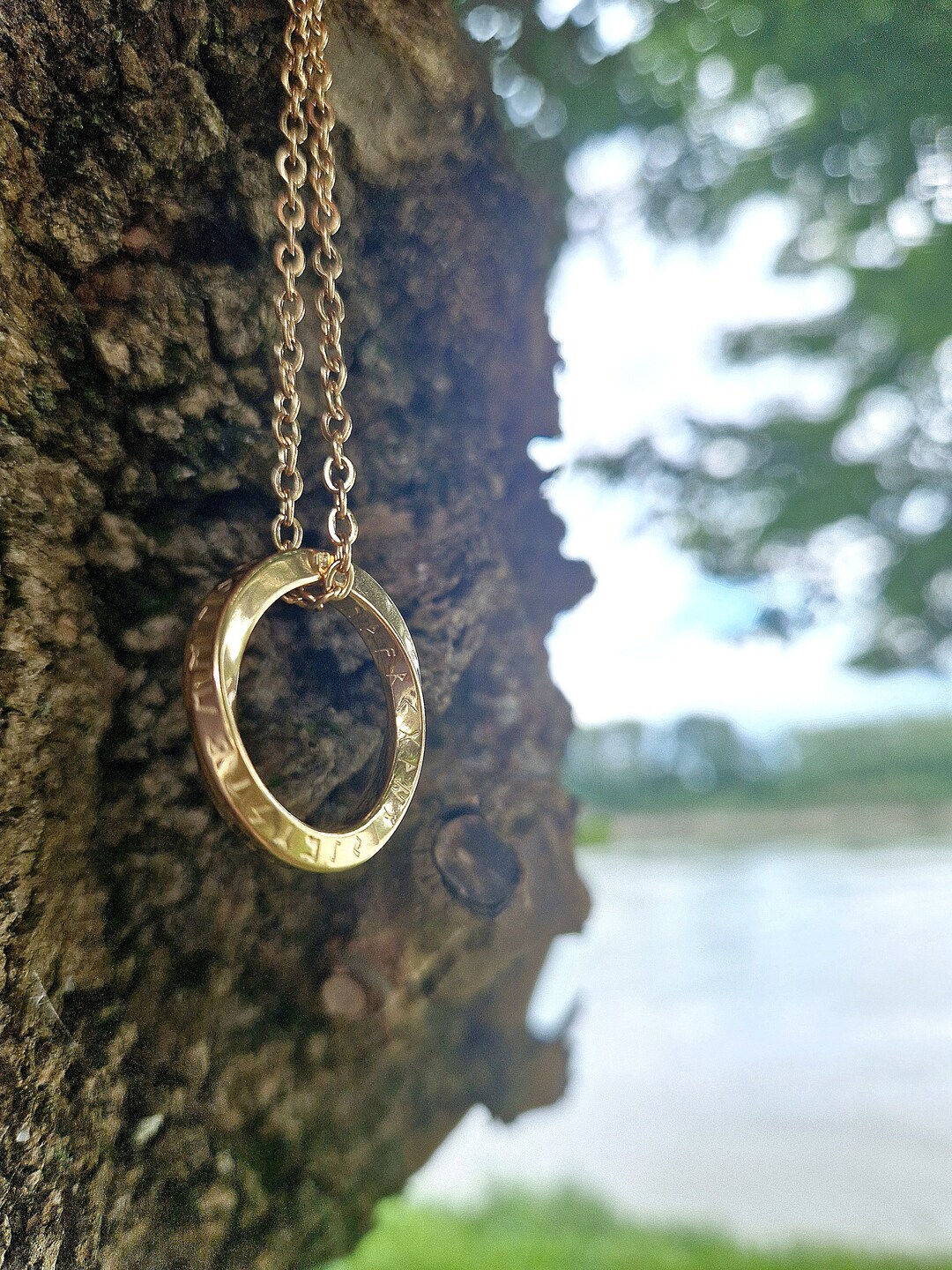 Necklace and Ring in Gold-plated Steel Engraved With Viking/nordic ...