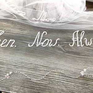 Personalized Wedding Veil. Veil Edge Wave and Flowers. Beaded Letters ...
