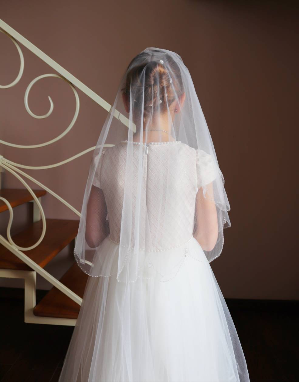 Little Girls' Holy Communion Veil veil with pendants | Etsy