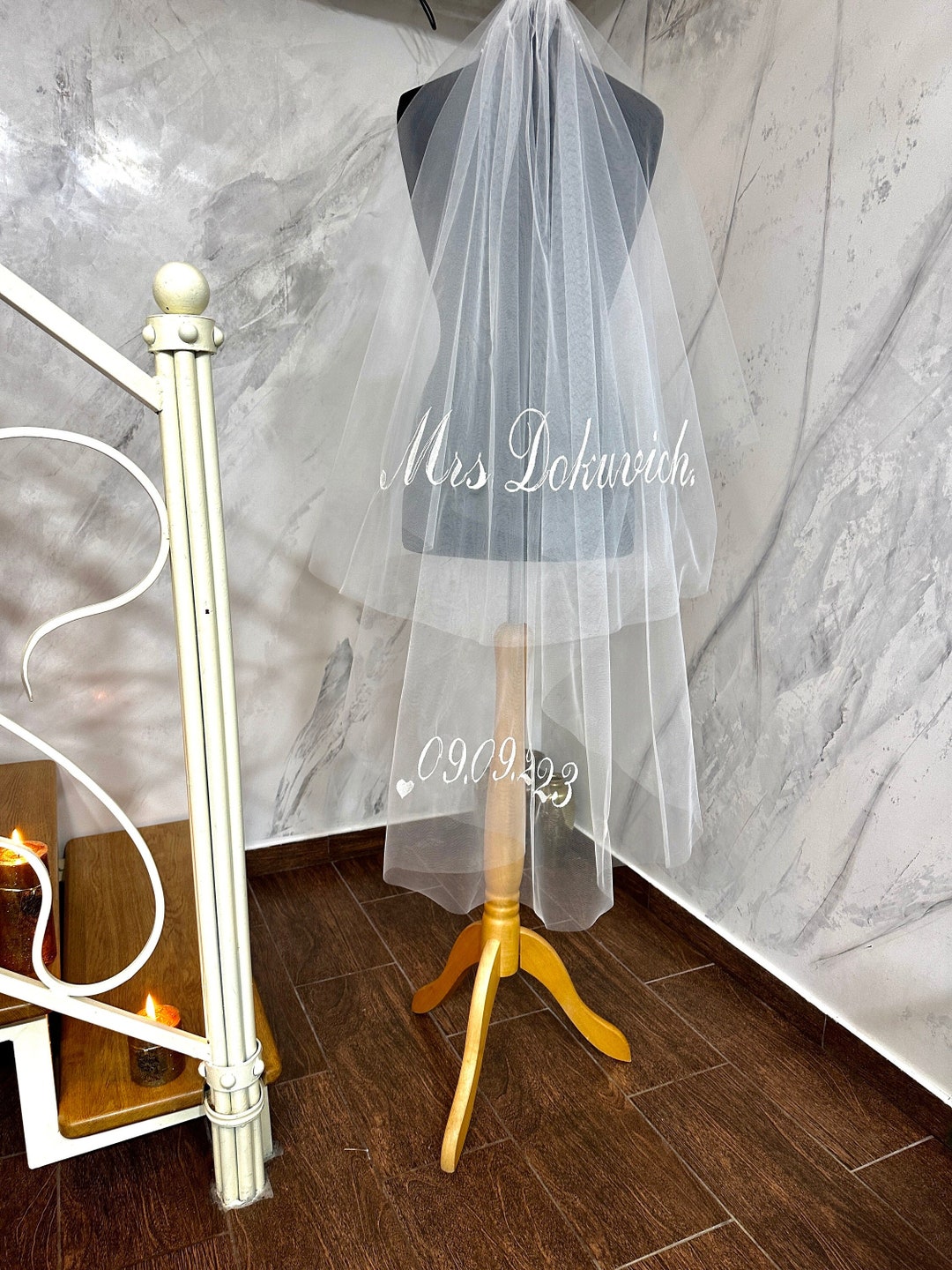 Personalized Wedding Veil. Embroidery Silk Thread. Veil With - Etsy