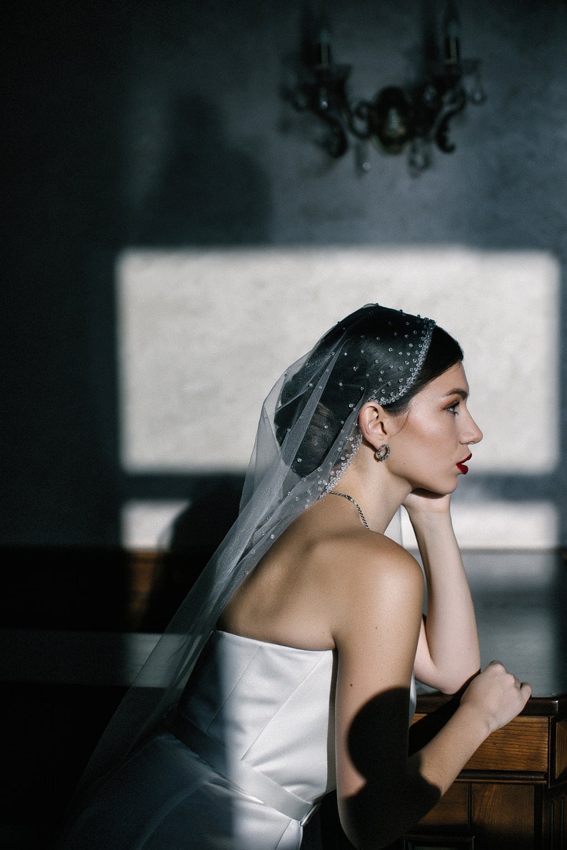 Wedding Veil With Crystals Veil Veils Scatterred Crystal - Etsy
