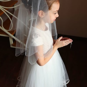 Little Girls' Holy Communion Veil, Veil With Pendants, Beaded Veils ...