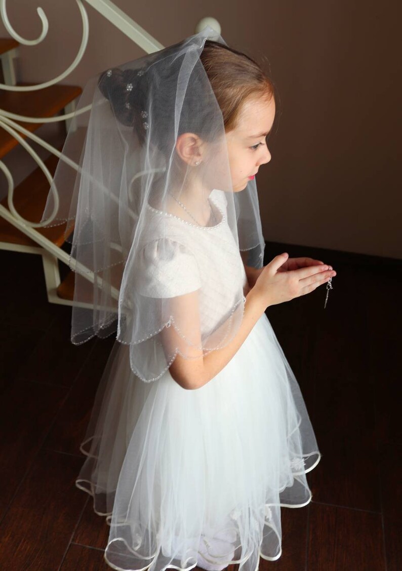 Little Girls' Holy Communion Veil Veil With Pendants - Etsy
