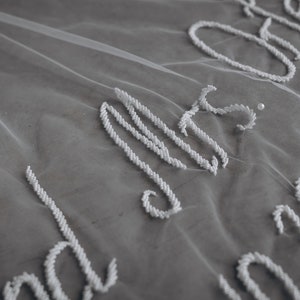 Personalized Wedding Veil With Pearls Edge. Beaded Letters, Words ...