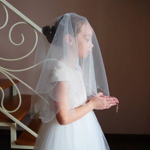 Little Girls' Holy Communion Veil, Veil With Pendants, Beaded Veils ...