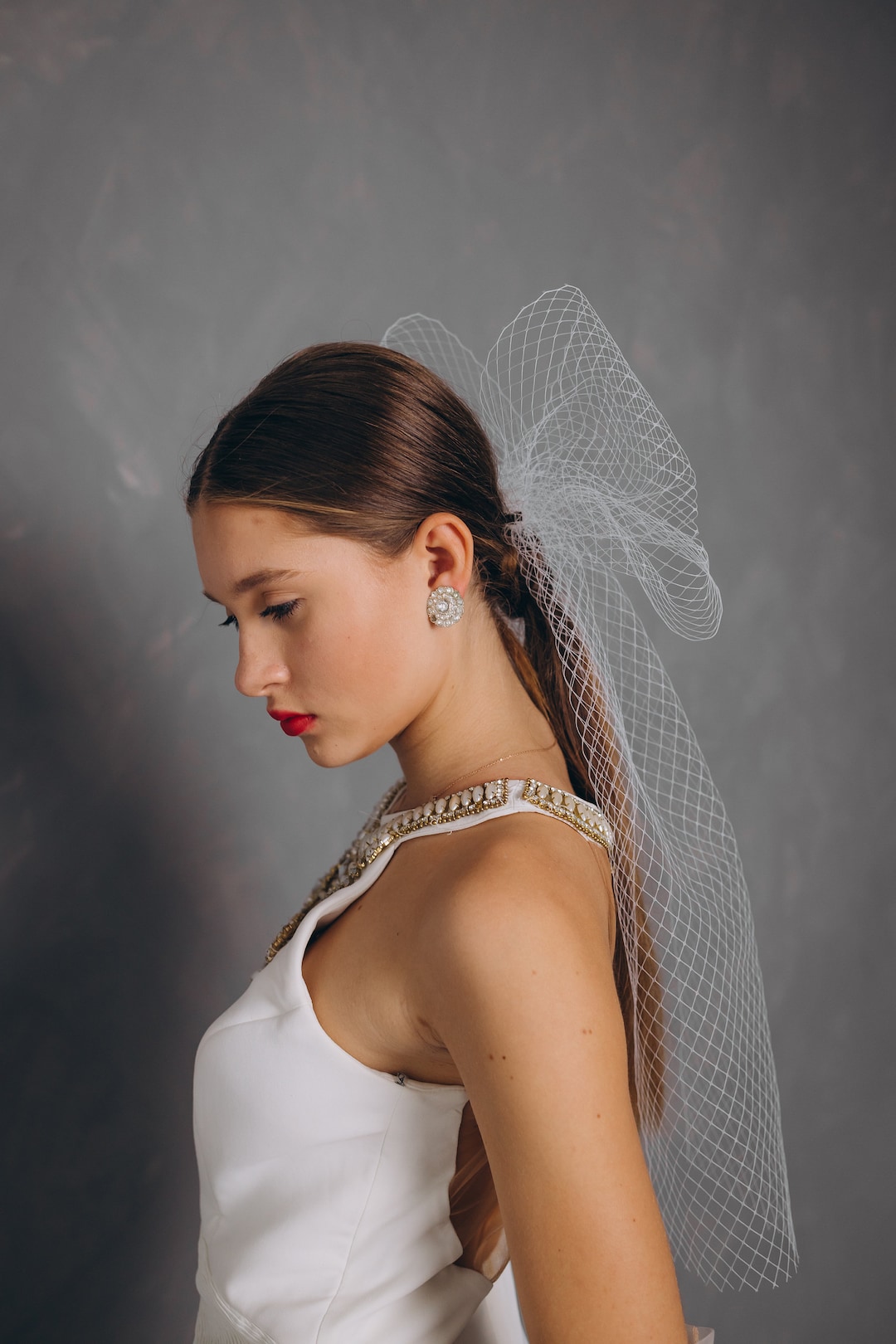 French Netting Bow for Bride and for Girl. Hair Accessories. - Etsy