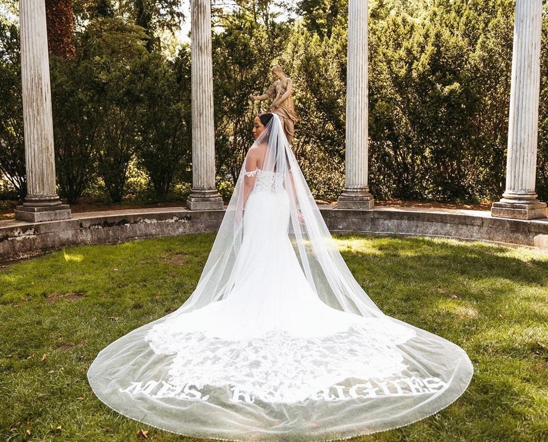 Bespoke Veil for Bride, Wedding Veil With Phrases Big Words Letters ...