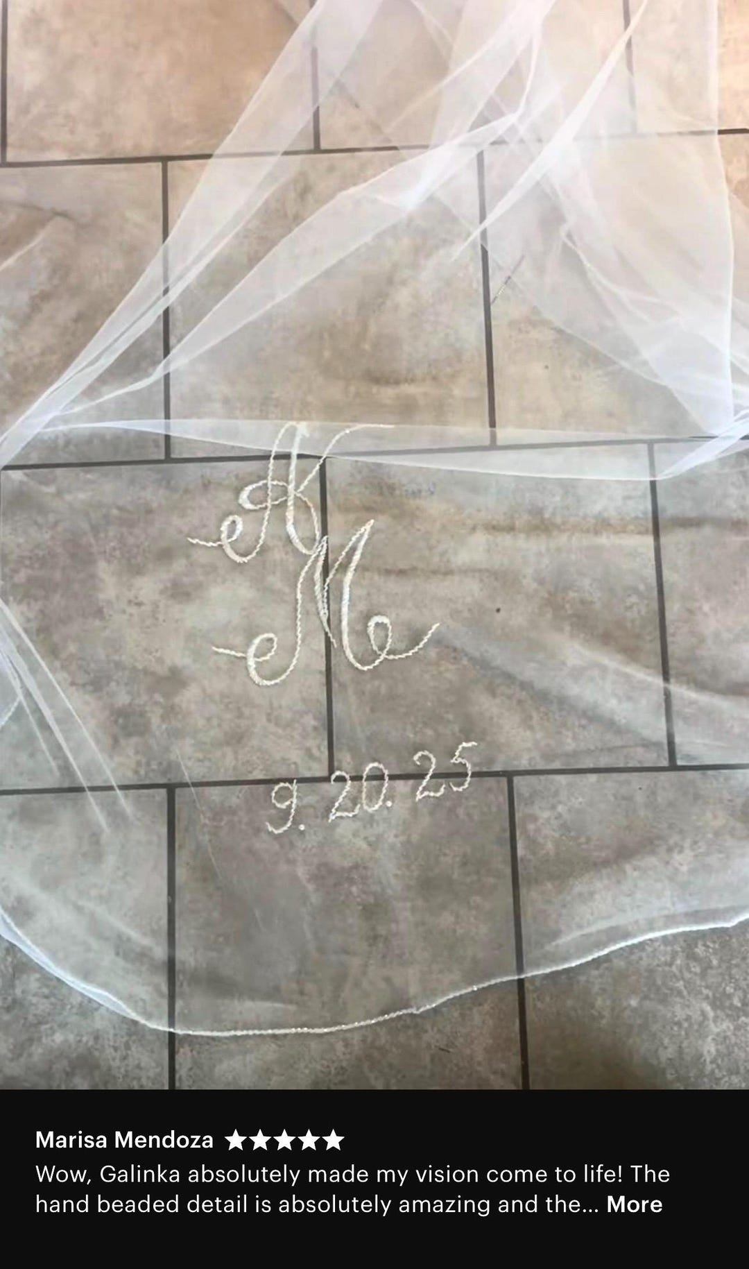 Monogrammed Wedding Veil: Beaded Initials & Date, Custom Embroidery - Etsy