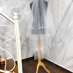 Personalized Wedding Veil. Embroidery Silk Thread. Veil With Your ...