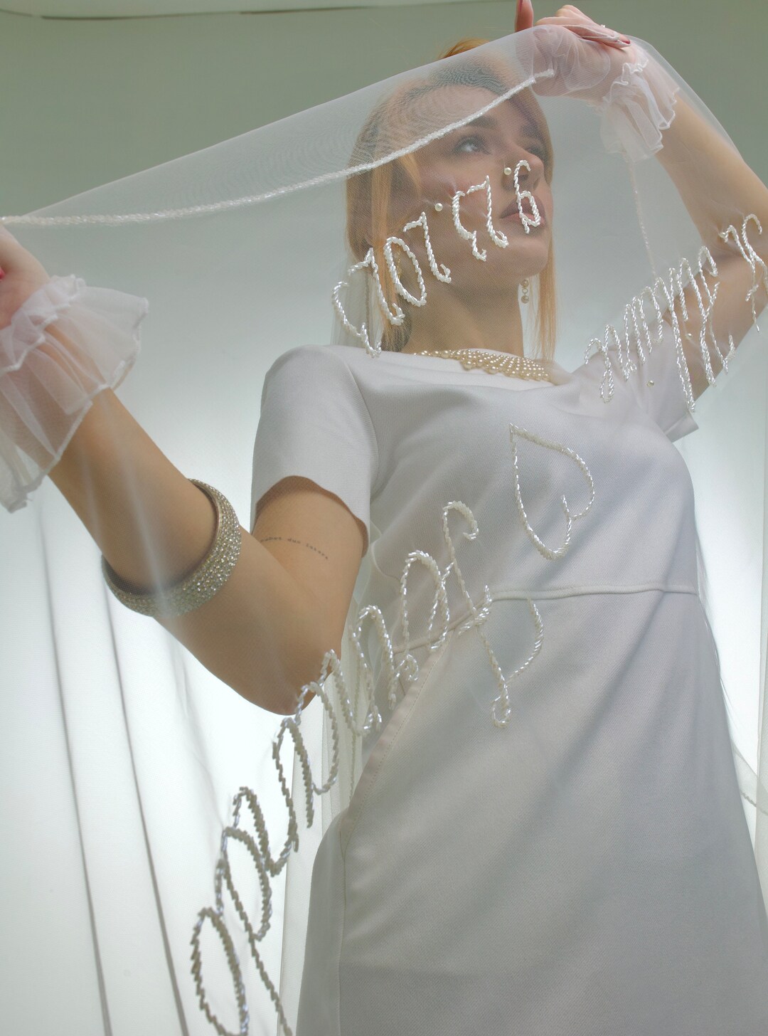 Wedding Veil for Bride With Letters, Initials, Date, Monogram. With ...