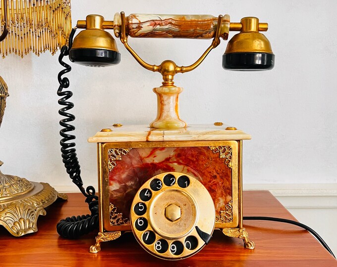 Vintage Marble Desk Telephone, Old Rotary Telephone - Etsy