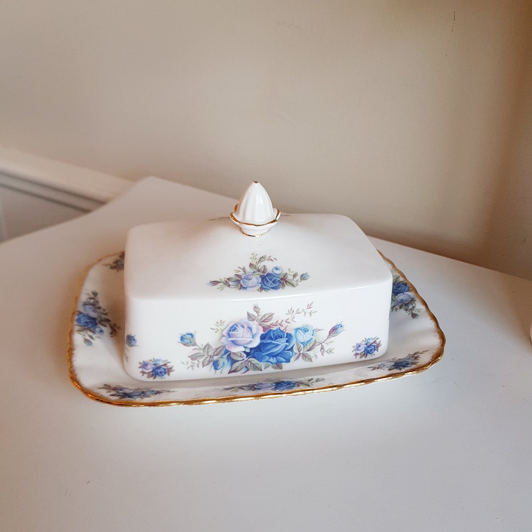 Royal Albert Bone China Butter Dish With Lid - Moonlight Rose Pattern ...