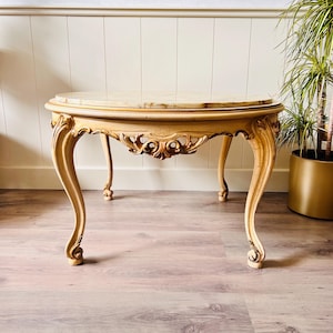Baroque Marble Coffee Table – Ornate Carved Wood Base, 60s Classic Statement Piece - Etsy