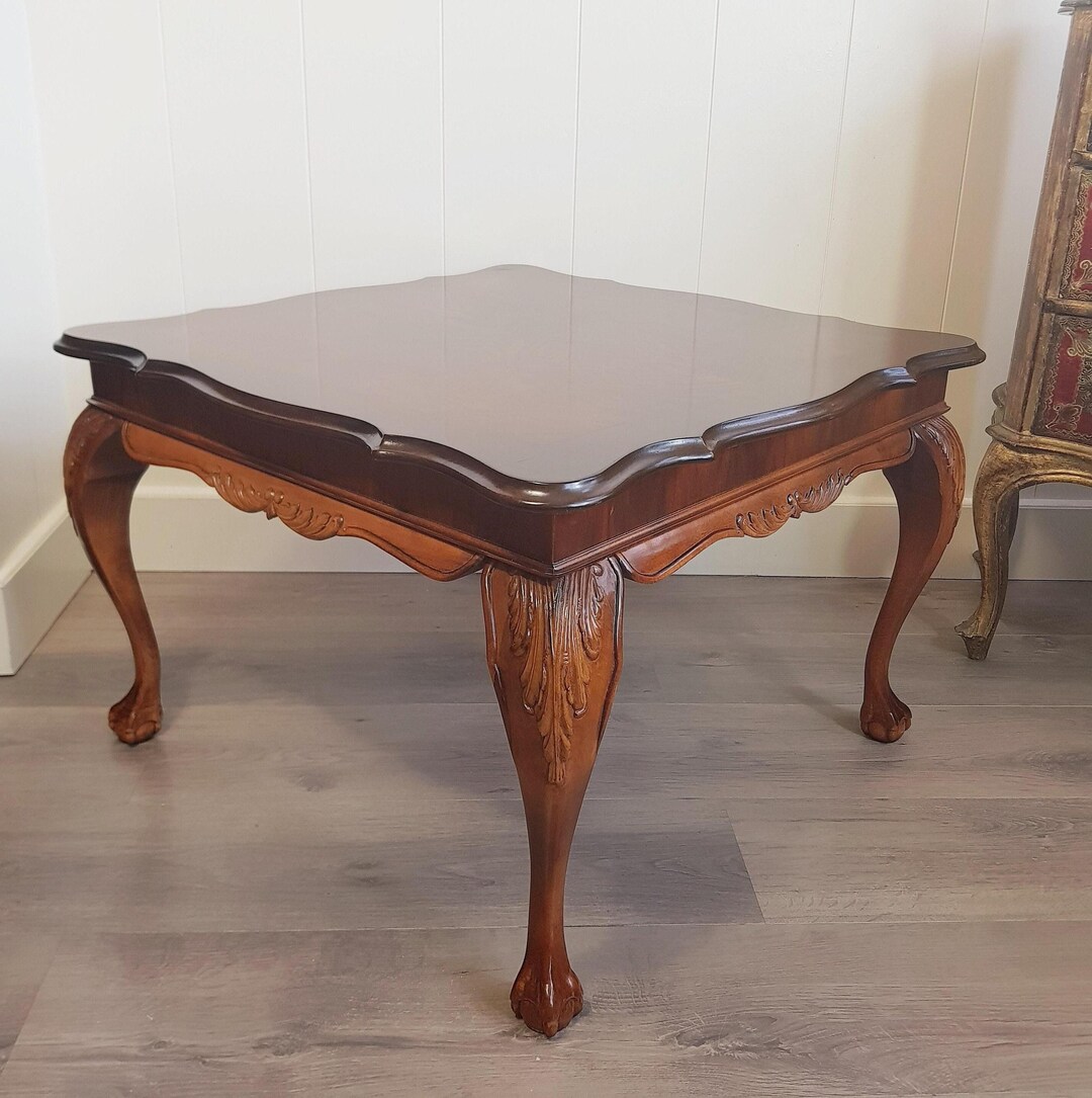 Cherry Wood Accent Table – Chippendale Boston Style, Vintage Square Side Table - Etsy UK
