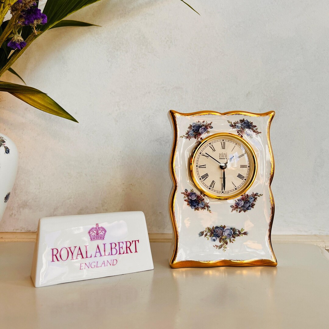 Royal Albert Moonlight Rose Clock – Bone China Quartz Mantel Piece - Etsy