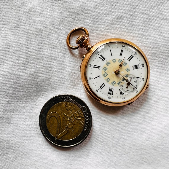 Vintage 14K 585 Gold Pocket Watch with 10 Rubis by Re… - Gem