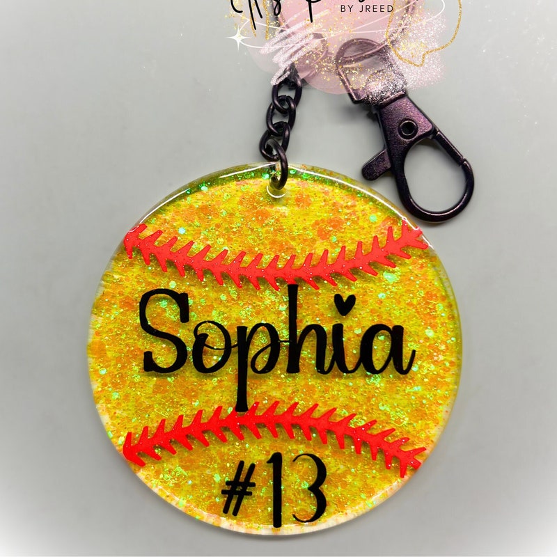Softball Keychain - Etsy