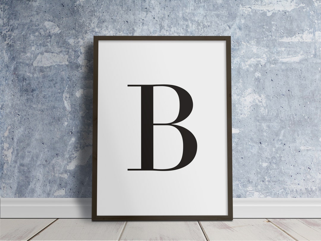 Letter B Wall Art Poster, Alphabet Typography Print, Initial Minimalist ...