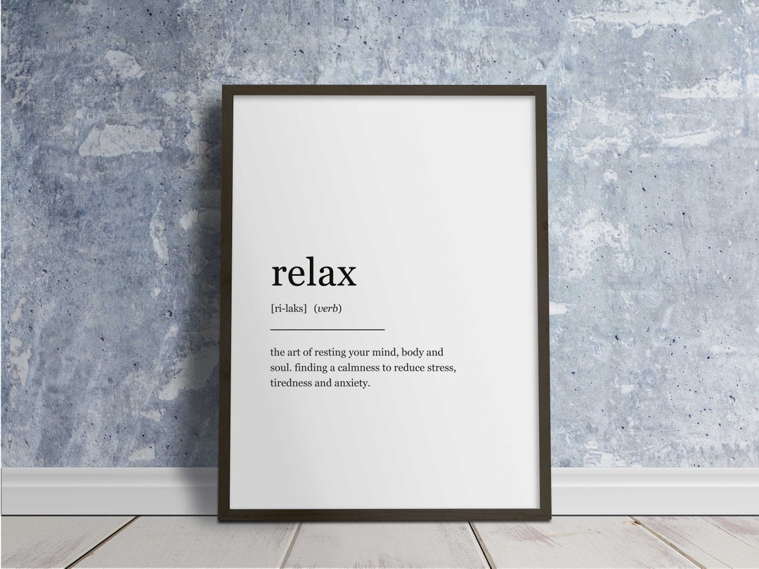 Relax Definition Wall Art Print, Poster Sign, Cosy Home Decor Black ...