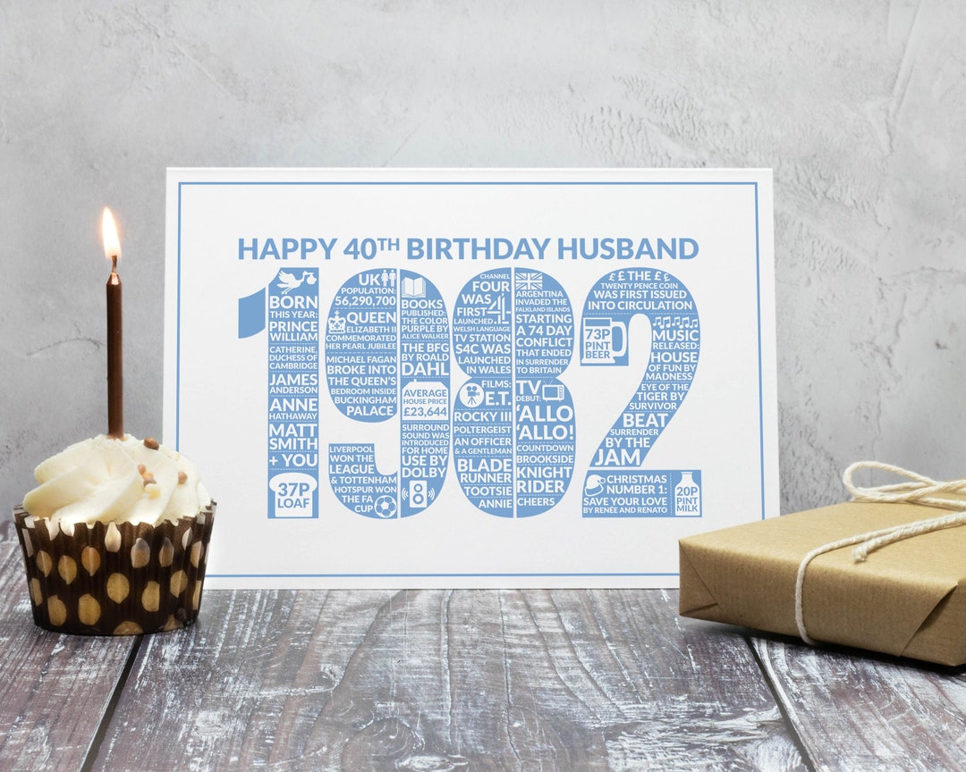 Happy 40th Birthday Card Husband 40th Birthday Card for Man - Etsy