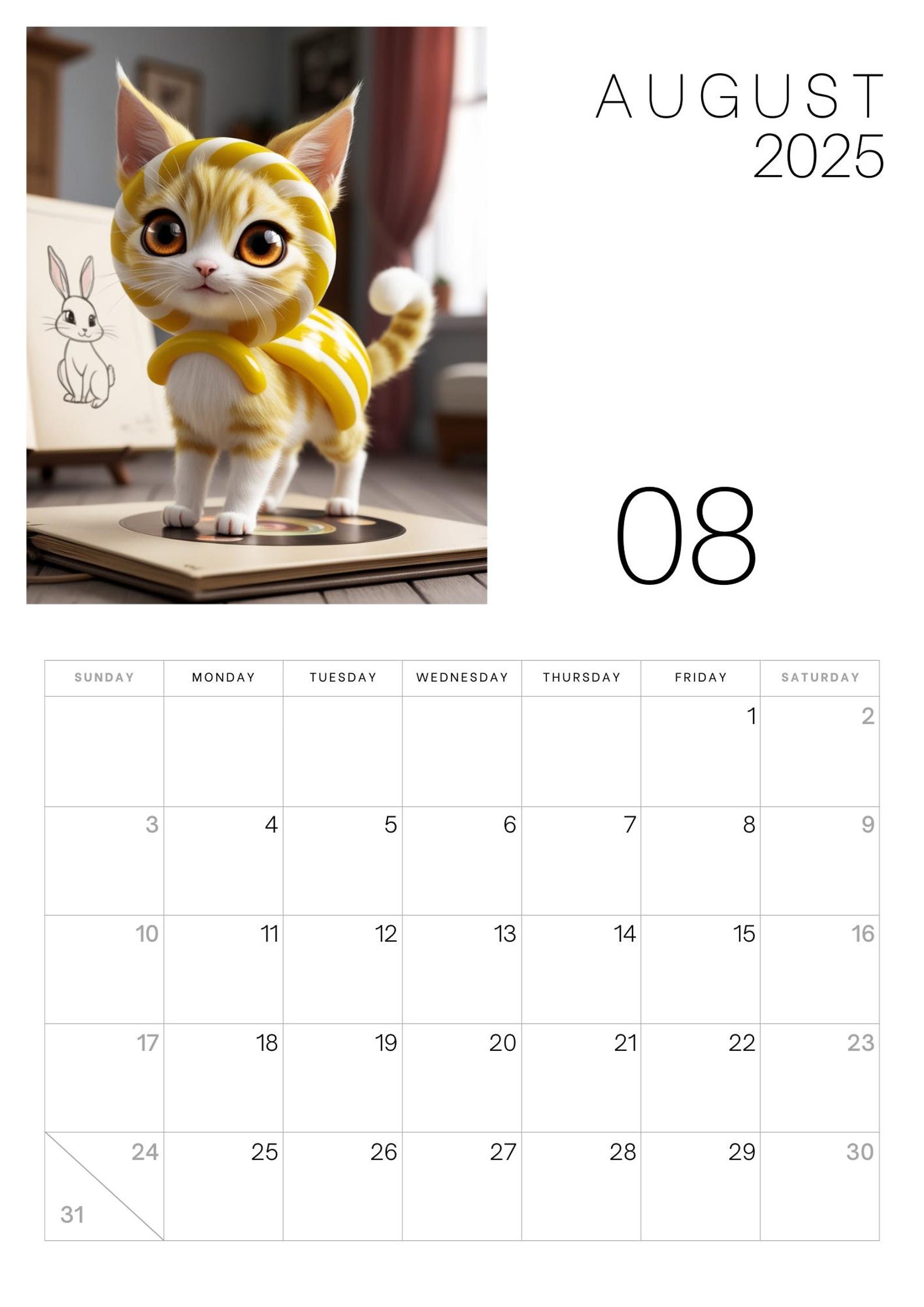 Printable Cats Calendar 2025 Calendar 2025 Pdf Download Calendar 2025 ...
