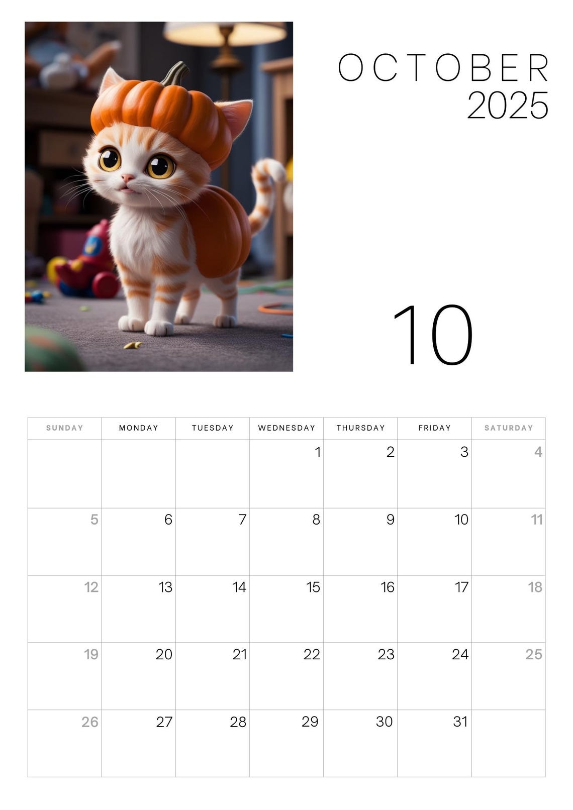Printable Cats Calendar 2025 Calendar 2025 Pdf Download Calendar 2025 ...