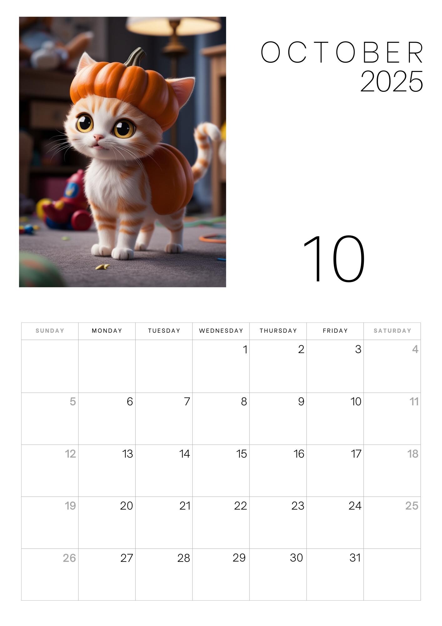 Printable Cats Calendar 2025 Calendar 2025 Pdf Download Calendar 2025 ...